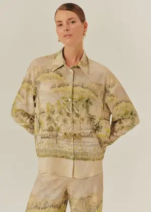 EXQUISE The Chic Coastal Inspired Shirt - Beige Patterned