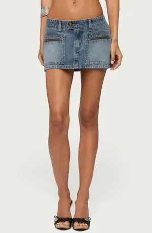 EDIKTED Verena Denim Microskirt
