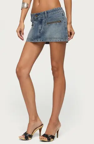 EDIKTED Verena Denim Microskirt
