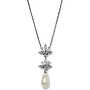 Nadri Undersea Imitation Pearl Teardrop Pendant Necklace - Rhodium