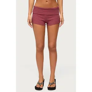 EDIKTED Monikah Stripe Micro Shorts - Red