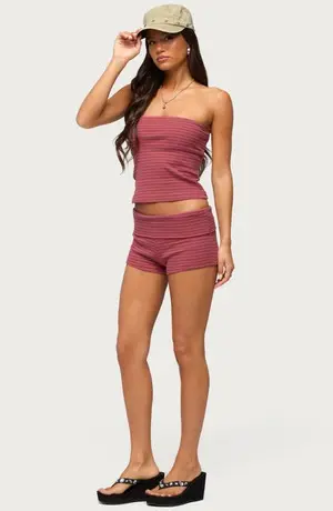 EDIKTED Monikah Stripe Micro Shorts