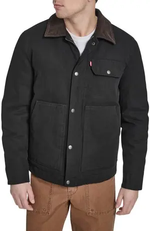 LEVI'S Cotton Canvas Zip Jacket - Black