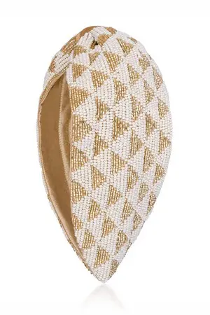 HAIR DRAMA CO Selene Knotted Hair Bandwhite & Gold - Ivory