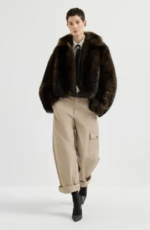 Brunello Cucinelli Délavé Cotton Canvas Cargo Barrel Trousers With Monili