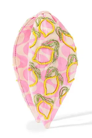 HAIR DRAMA CO Lemon Pop Printed Knotted Headband - Metallic Silver
