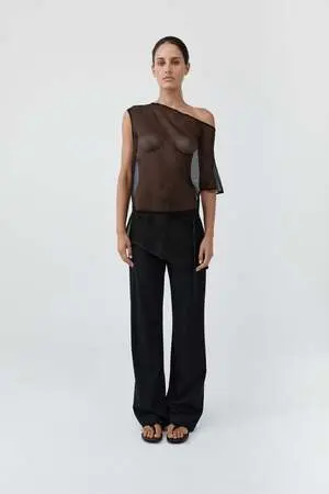 ST. AGNI Silk Mesh Mini Dress