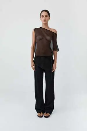 ST. AGNI Silk Mesh Mini Dress