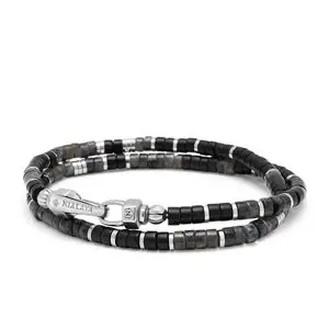 NIALAYA JEWELRY Black Onyx & Labradorite Heishi Wrap Bracelet