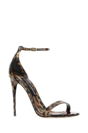 Dolce & Gabbana Printed Leather High Heel Sandals - Multicolor