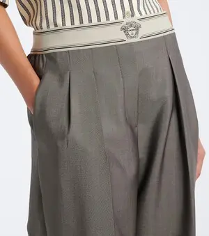 Versace Wool And Mohair Straight Leg Pants - Grey