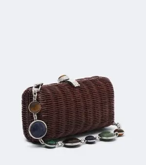 Judith Leiber Embellished Woven Clutch - Brown