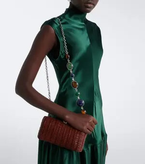 Judith Leiber Embellished Woven Clutch - Brown