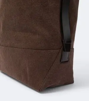 LEMAIRE Belted Leather-trimmed Canvas Tote Bag