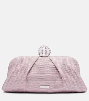 AQUAZZURA Tequila Embellished Canvas Clutch - Pink
