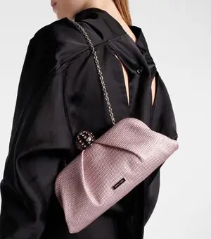 AQUAZZURA Tequila Embellished Canvas Clutch - Pink