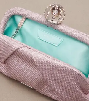 AQUAZZURA Tequila Embellished Canvas Clutch - Pink
