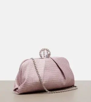 AQUAZZURA Tequila Embellished Canvas Clutch - Pink