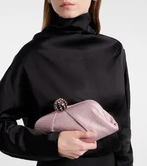 AQUAZZURA Tequila Embellished Canvas Clutch - Pink
