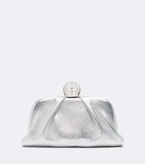 AQUAZZURA Tequila Embellished Canvas Clutch - Silver