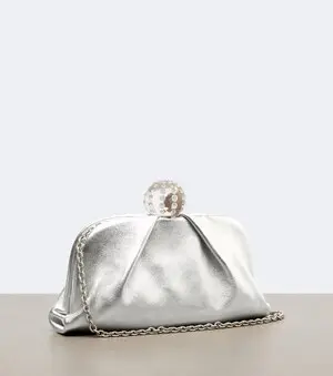 AQUAZZURA Tequila Embellished Canvas Clutch - Silver