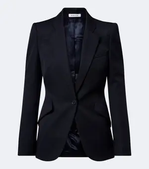 Alexander McQueen Single-breasted Wool Blazer - Blue
