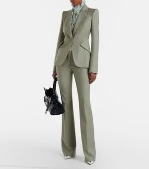 Alexander McQueen Single-breasted Wool Blazer - Green