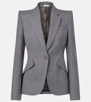 Alexander McQueen Single-breasted Wool Blazer - Grey