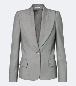 Alexander McQueen Single-breasted Wool Blazer - Grey