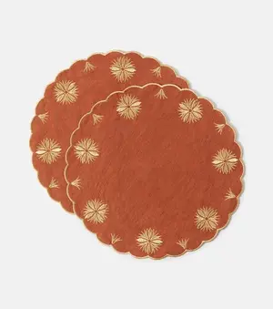 CABANA Terracotta Set Of 2 Linen And Cotton Placemats - Brown