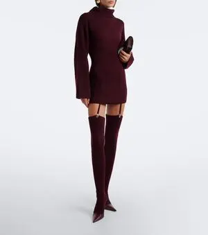 AYA MUSE Ribbed-knit Wool Minidress And Tights Set