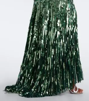 Jenny Packham Kimi Sequined Strapless Gown - Green
