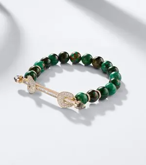 ANANYA 18kt Yellow Beaded Bracelet With Aquamarines And Diamonds