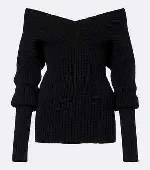 LEMAIRE Ribbed-knit Wool Sweater - Black