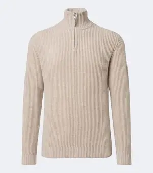 ALLUDE Wool And Cashmere Half-zip Sweater - Beige
