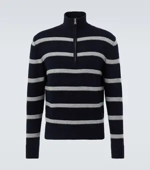 ALLUDE Wool And Cashmere Half-zip Sweater - Blue