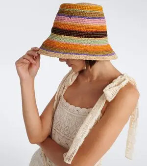 Zimmermann Raffia Striped Bucket Hat