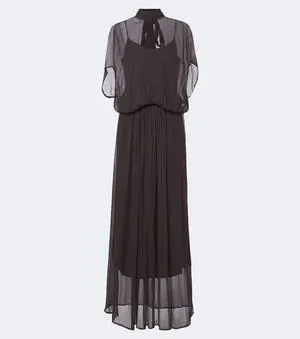 Staud Viviana Sheer Maxi Dress - Brown