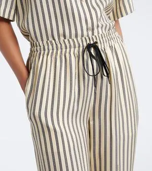 Versace Meandros Silk Twill Wide-leg Pants - White