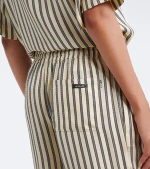 Versace Meandros Silk Twill Wide-leg Pants - White