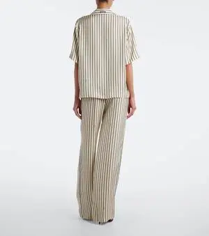 Versace Meandros Silk Twill Wide-leg Pants - White
