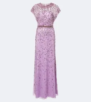 Jenny Packham Lauretta Sequined Tulle Gown - Purple