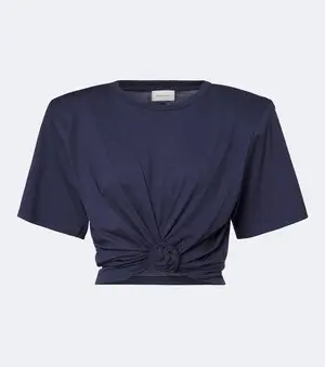 Magda Butrym Cropped Cotton-blend T-shirt - Blue