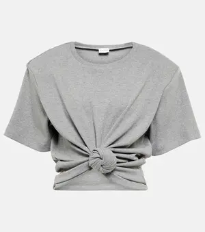 MAGDA BUTRYM Magda Butrym Cropped Cotton-Blend T-Shirt With Detachable Shoulder Pads