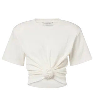 Magda Butrym Cropped Cotton-blend T-shirt With Detachable Shoulder Pads - White