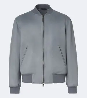 Brioni Wool And Cashmere Bomber Jacket - Grey