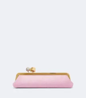 Jacquemus Jacquemus Salon Croc-Effect Suede Clutch Pink