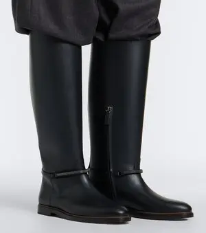 Brunello Cucinelli Monili Leather Knee-high Boots