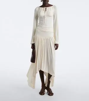 AYA MUSE Asymmetric Midi Skirt - White