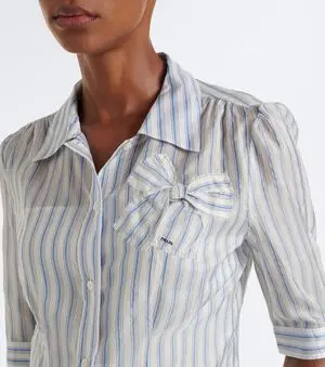 Prada Striped Bow Detail Shirt